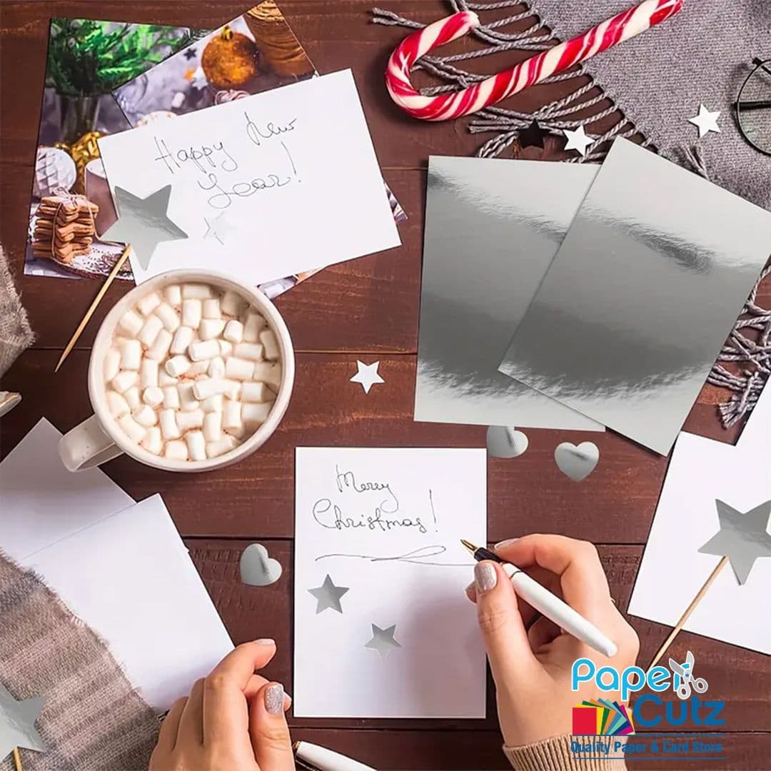 A2 Silver Mirror Card Shiny Crafts Reflective