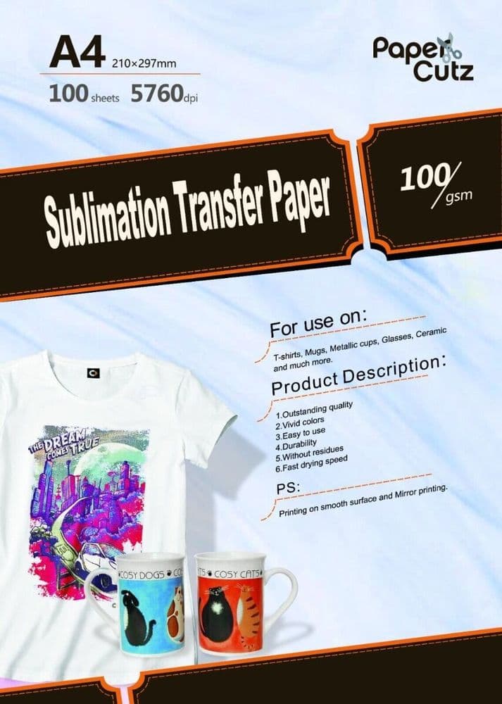 A4 Sublimation transfer Paper 100GSM Pack Size 100 Sheets