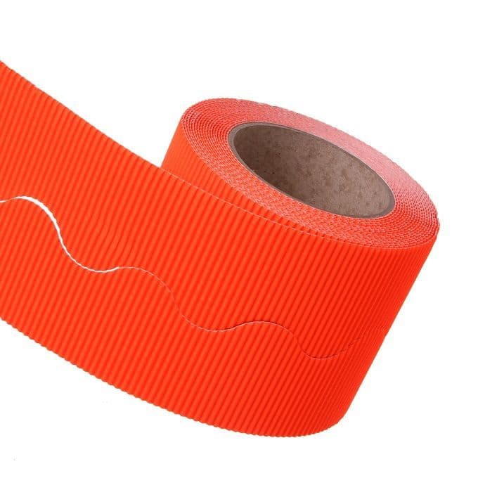 Neon Red Border Roll Cardboard Corrugated Scalloped Edge - 1 Roll
