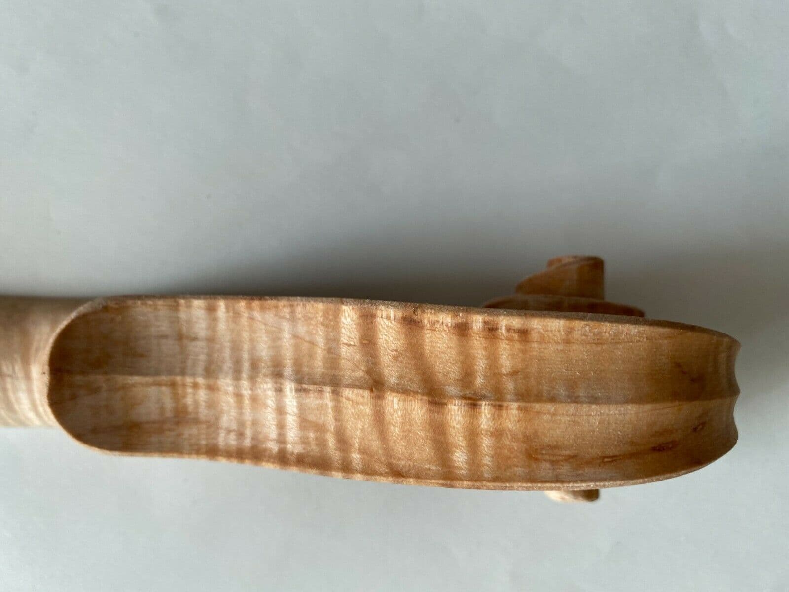 HAND CARVED VIOLIN SCROLL AND NECK FROM FINE AGED MAPLE