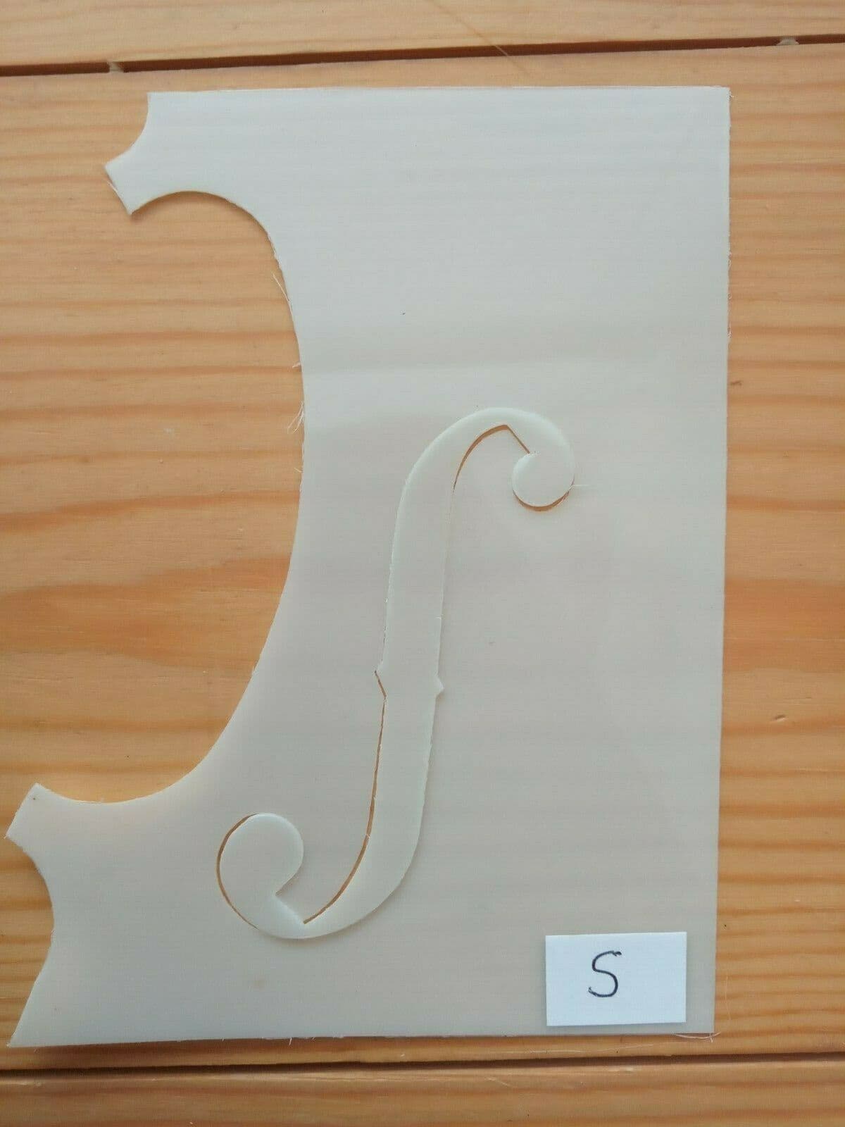 VIOLIN F HOLE TEMPLATE PATTERN STRADIVARI MODEL LUTHIER TOOL FULL SIZE ...