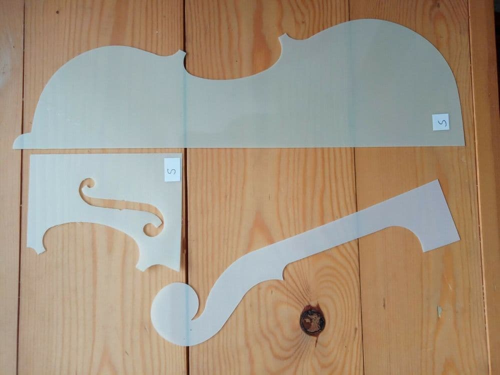 VIOLIN TEMPLATE SET SCROLL F HOLE AND BODY STRADIVARI MODEL FULL SIZE ...