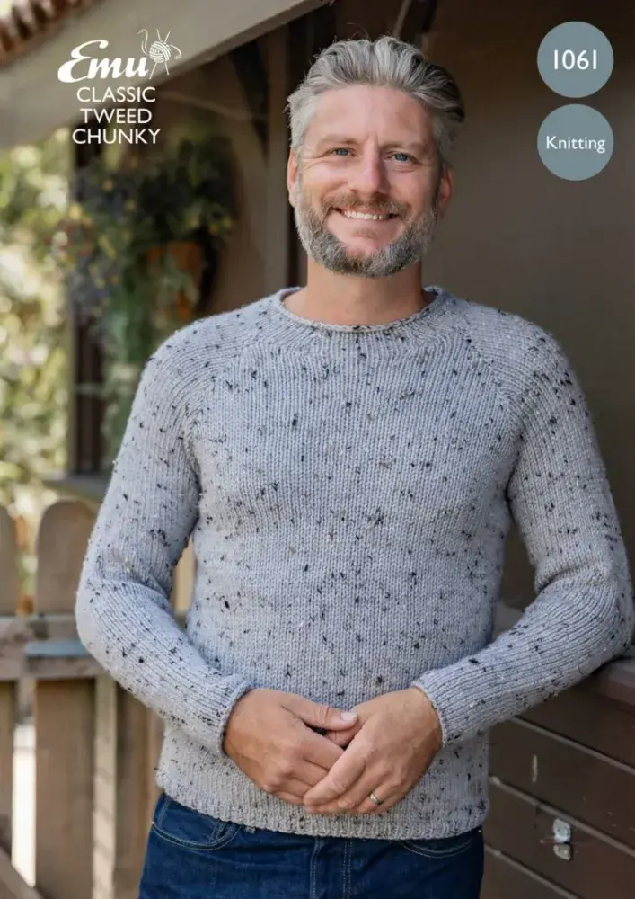 Emu Classic Tweed Chunky Men s Turtleneck Jumper Pattern 1061