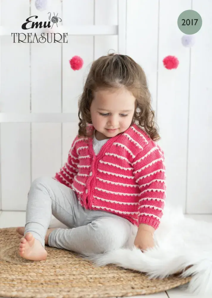 Emu Treasure DK Child s Striped Eyelet Cardigan Pattern 2017