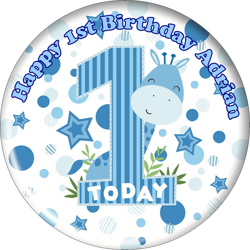 1st Birthday blue Edible Cake Topper