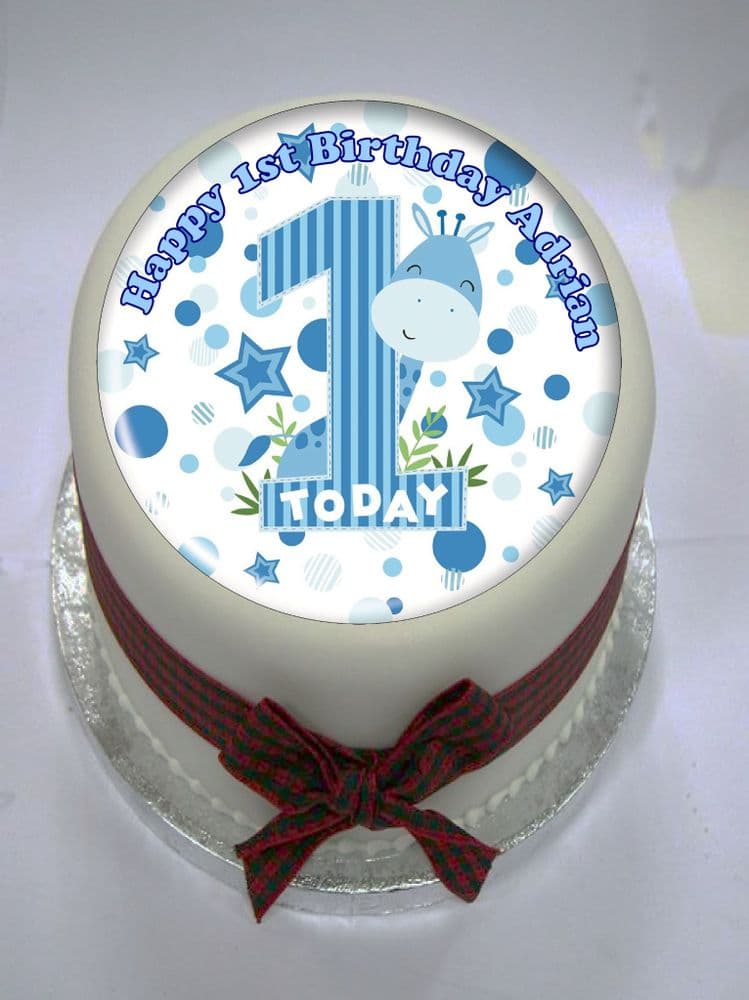 1st Birthday blue Edible Cake Topper