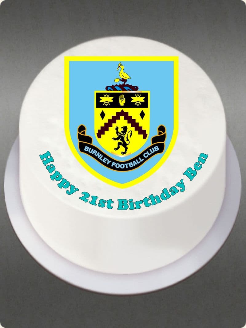 Burnley White Background Edible Cake Topper
