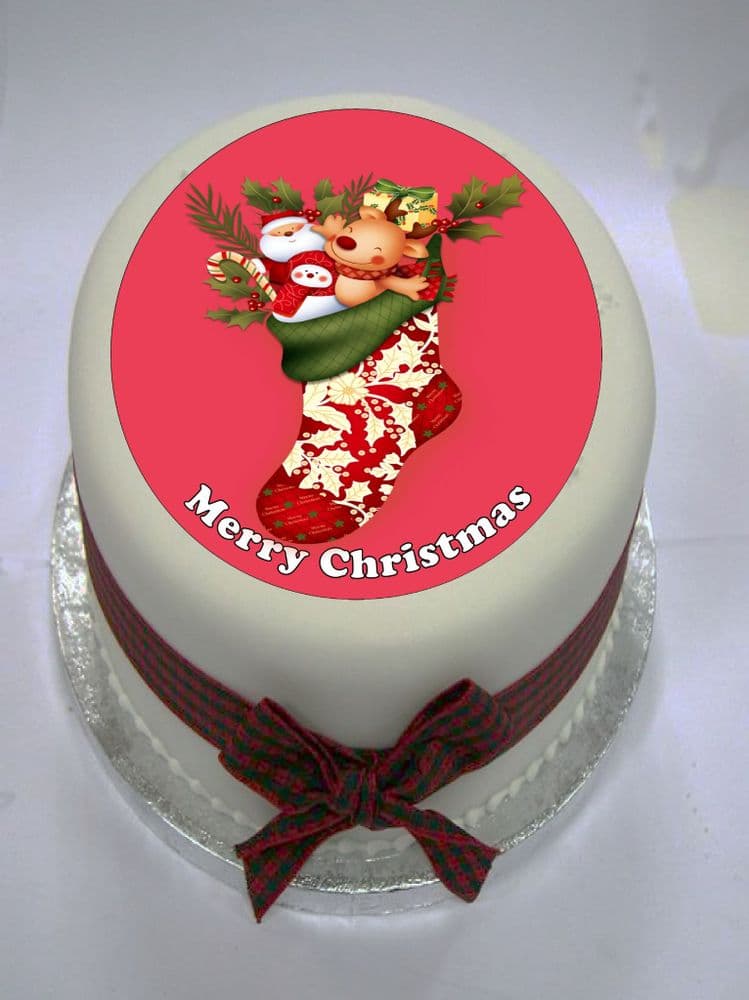 Christmas Stocking Red Edible Cake Topper
