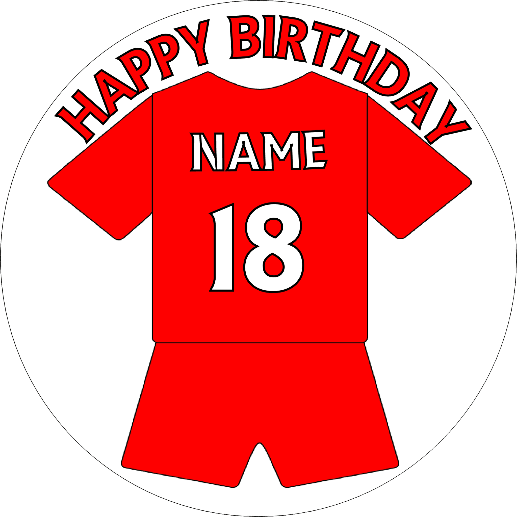 Red Football Shirt Edible Cake Topper
