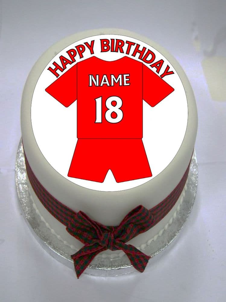 Red Football Shirt Edible Cake Topper