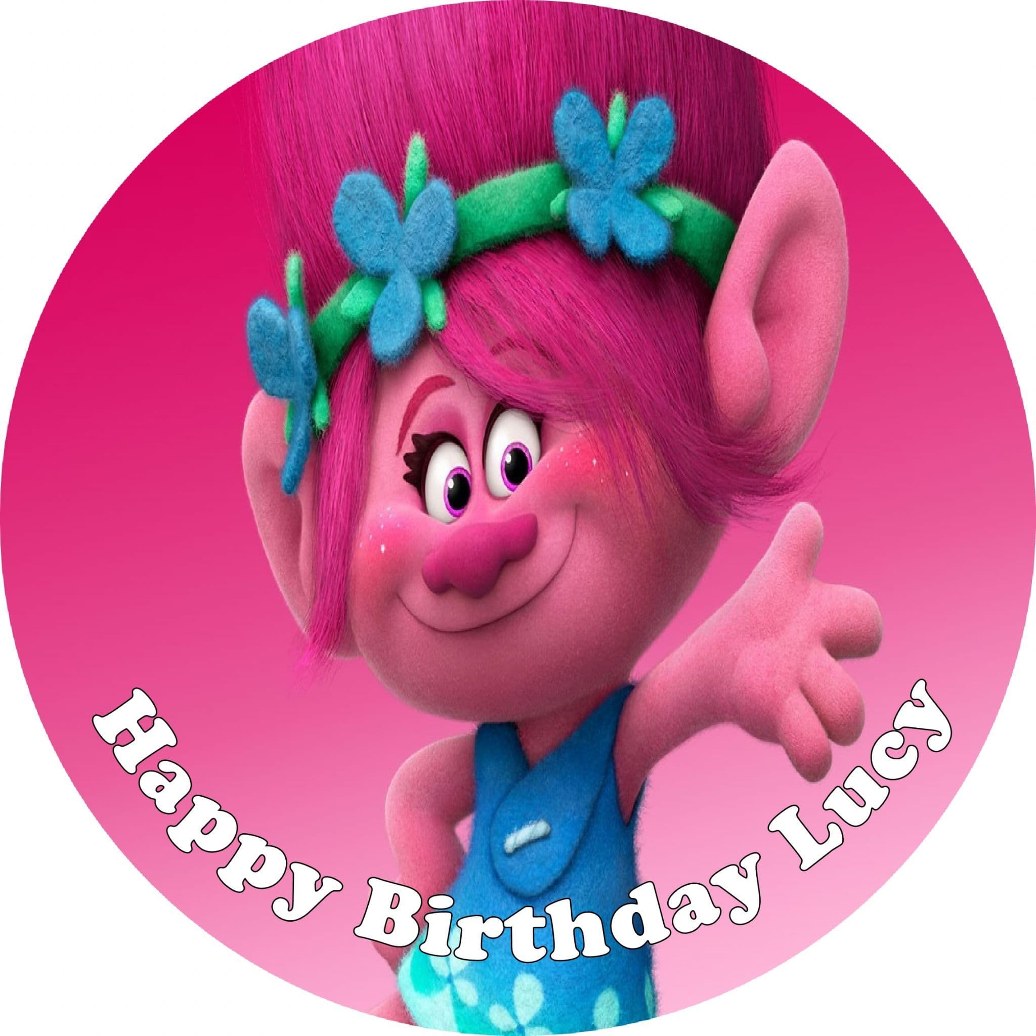 TROLLS Edible Cake Topper pink
