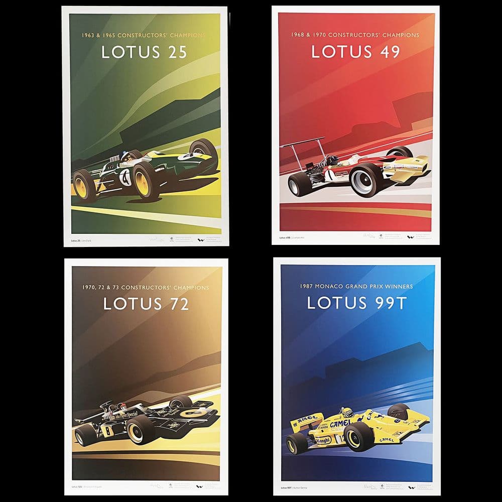 Set of 4 Wisdom Art Prints A3 of Lotus 25 49 72 & 99T