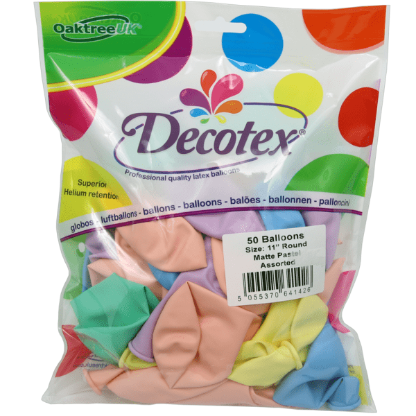 Matte Assortment 11 inch Balloons - Decotex 11" Balloons 50pcs | Free ...