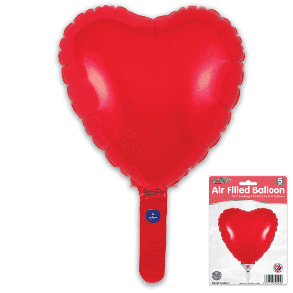 Mini Red Foil Balloon 5pc (9" Heart Air-Fill)