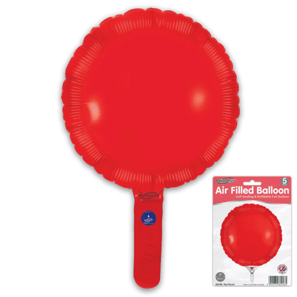 Mini Red Foil Balloon 5pc (9" Round Air-Fill)