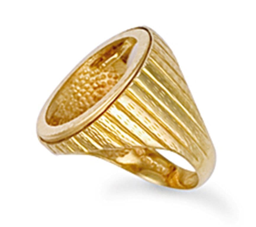 9ct Gold engraved Full Sovereign blank coin ring 8 6g