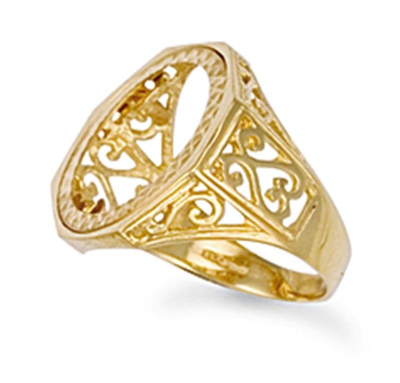 9ct Gold Octagonal Full Sovereign blank coin ring 6 6g