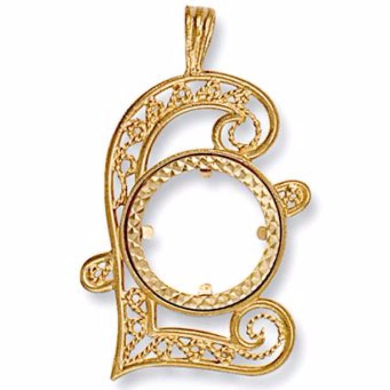 9ct Gold Pound Half Sovereign Coin Pendant Mount 5 51g