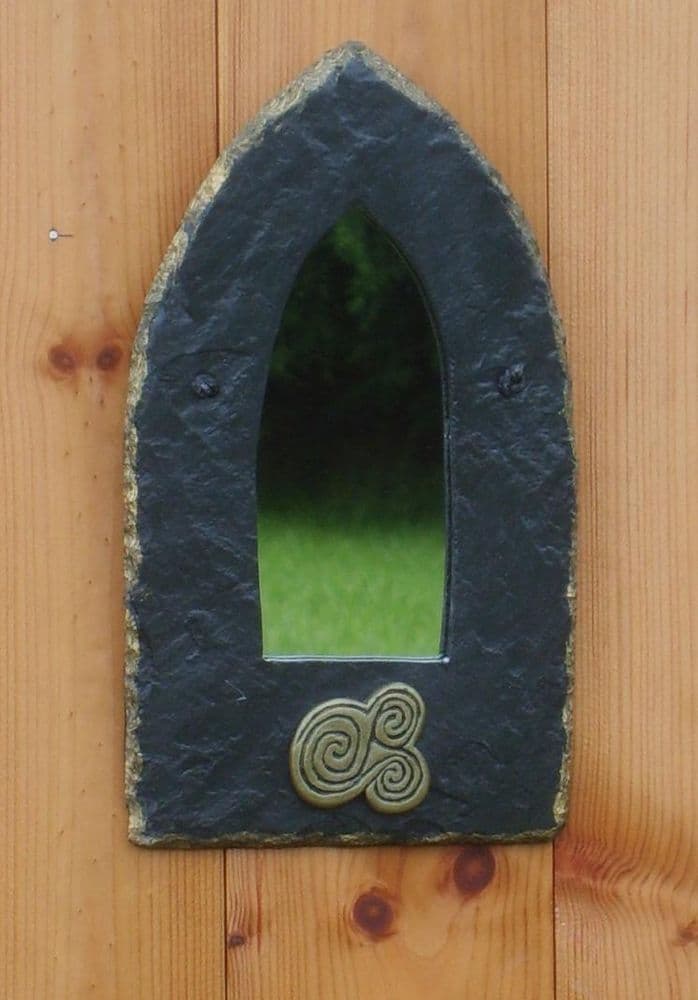 Small Celtic Slate Mirror with triple spiral design - Killyliss Studio ...