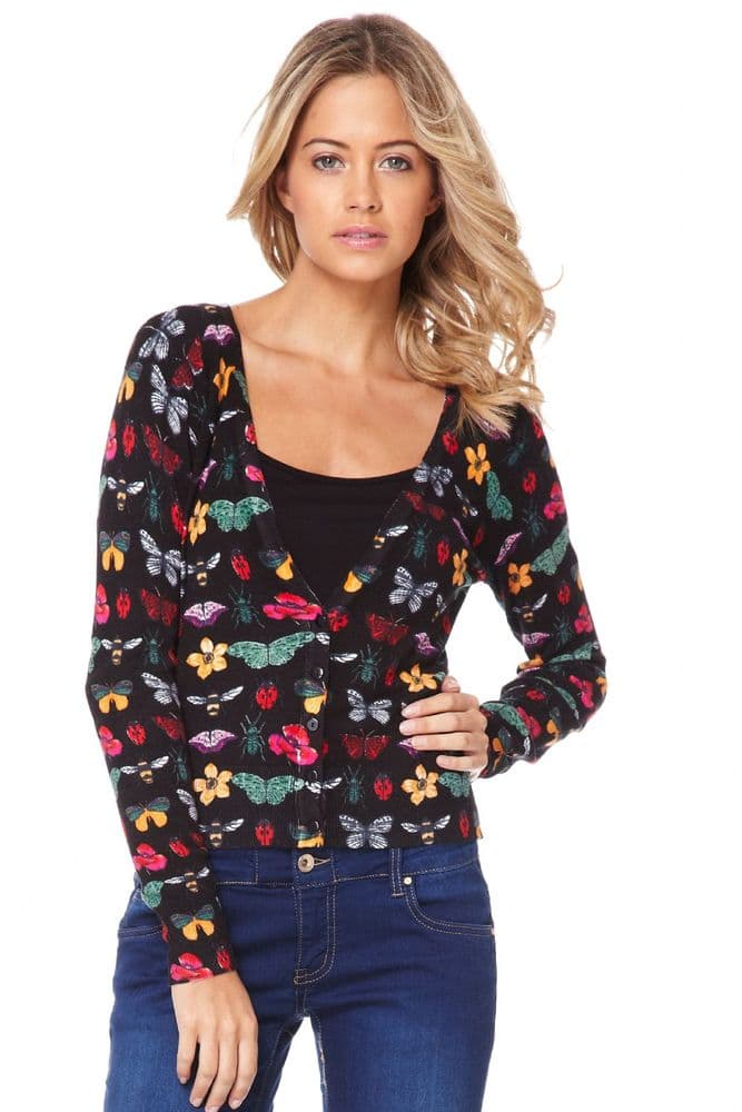 Miss Jolie Cardigan Miss Jolie knitwear Butterfly and Insects Cardigan ...