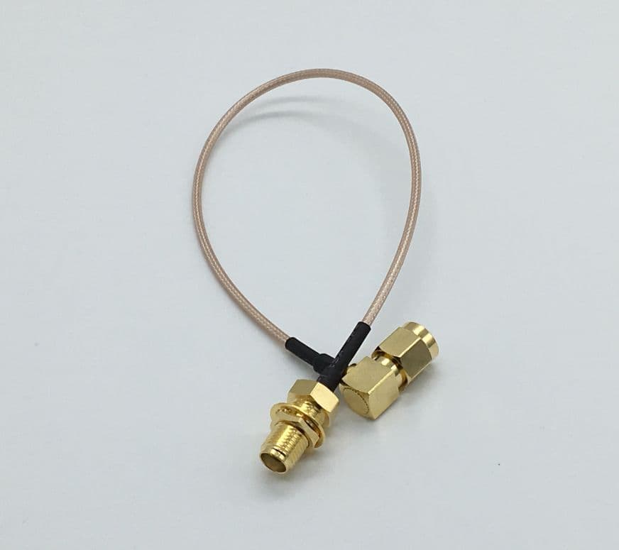 M2MAC-178-SMR-20-SFP - SMA-Male RA to SMA-Female BLK 200mm RG178