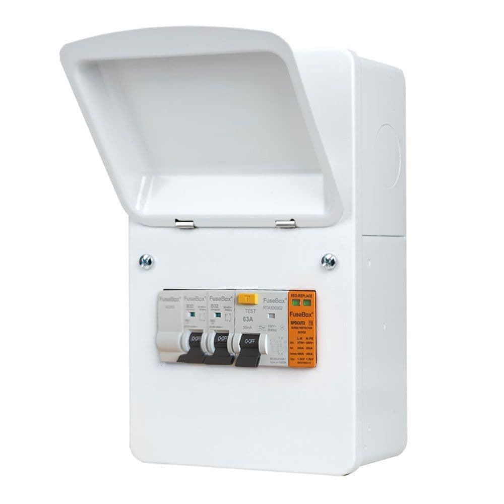 FuseBox EV32RAX EV Charger Distribution Board Type A 63A RCD with Surge ...