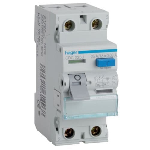 Hager CEA240U RCCB Two Pole 40A 100mA RCD Residual Current Device