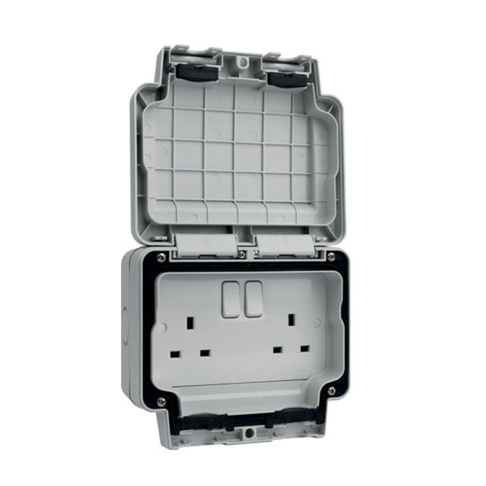 Hager Sollysta WXPSS82 IP66 13A 2 Gang DP Switched Socket | Consumer ...