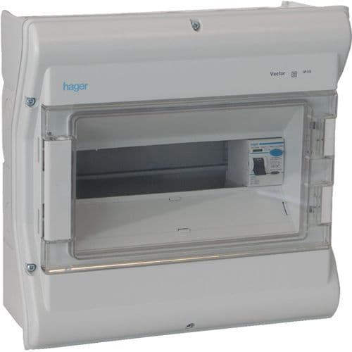 Hager VW310G 10 Way IP55 Rated Consumer Unit + 100A 30mA RCD
