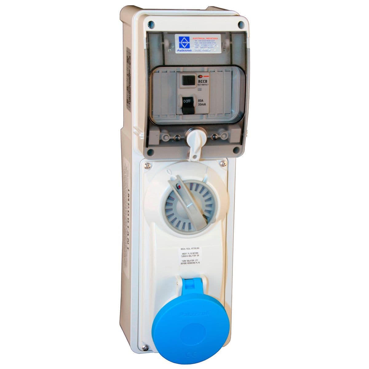 Lewden 32A 2P+E 230V Interlocked Switched RCD Socket IP44 | Consumer ...