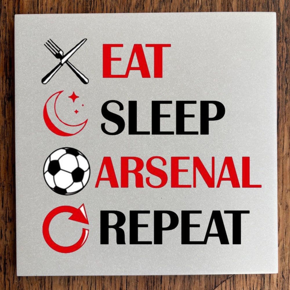 eat sleep arsenal repeat trivet