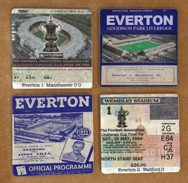 Everton -1984 & 1995 Cup Final Tickets & vintage programme covers
