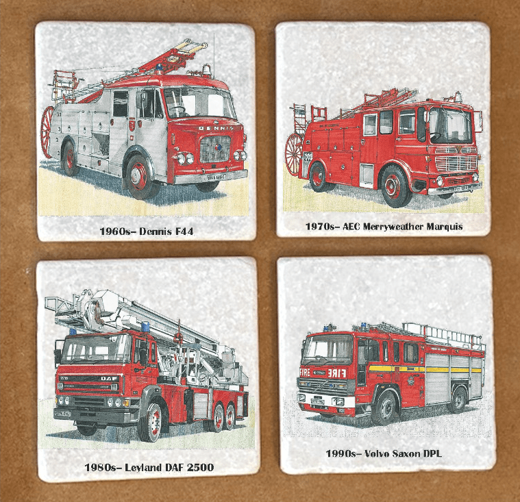 Fire Engines Italian MArble Coasters
