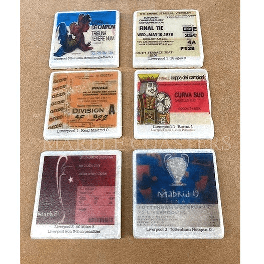 UEFA UCL Madrid 2019 Coaster - Complete Set of 6 Liverpool Euro Winners