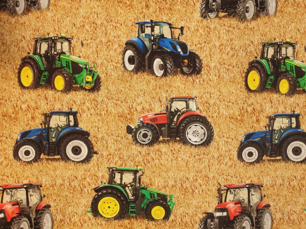 Colourful tractors fabric UK patterned material Fat Quarter - 50cm x ...