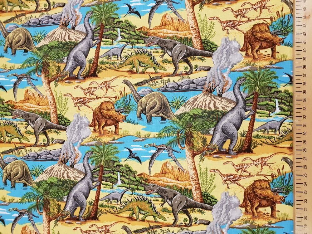 Dinosaur fabric UK T-Rex material Fat Quarter - 50cm x 56cm - 100 ...
