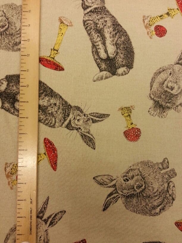 HARE RABBIT FABRIC - Fluffy Bunny - Fabric 100 Cotton - Price Per Metre