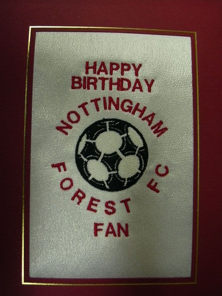PERSONALISED EMBROIDERED NOTTINGHAM FOREST FC CARD - FOOTBALL