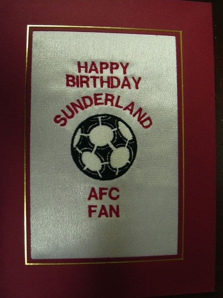 PERSONALISED EMBROIDERED SUNDERLAND AFC CARD - FOOTBALL