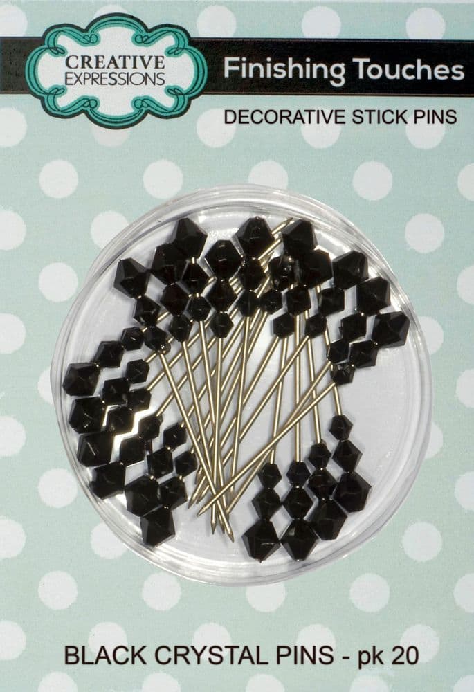 Creative Expressions Decorative Pins Black Crystal pk 20