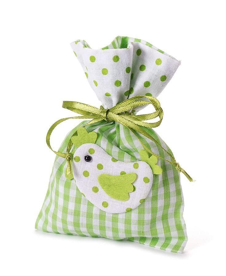 Green White Checkered Fabric Bag