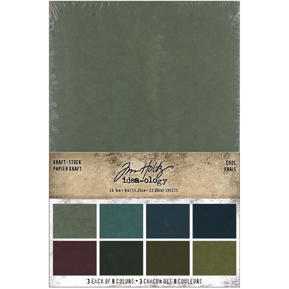 TH94110 Tim Holtz Idea-ology Kraft Stock Stack Cardstock Pad Cool Colours
