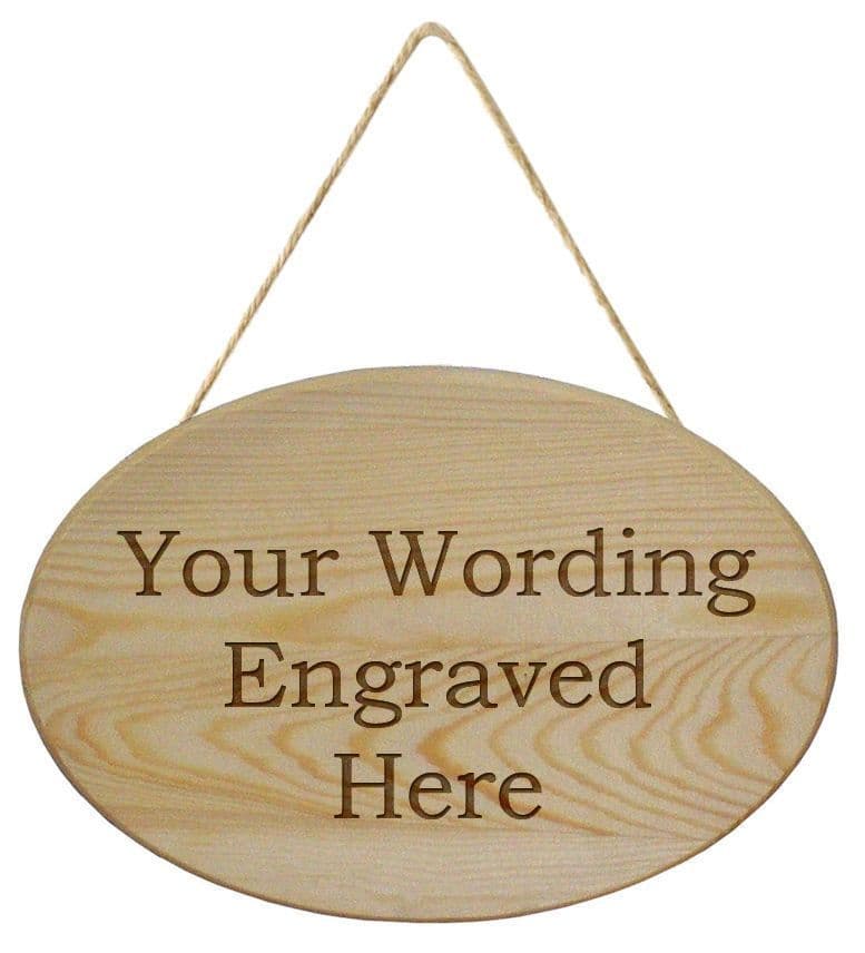 Wooden Oval Hanging Plaque Personalised | County Engraving