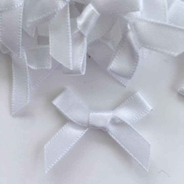 Satin Ribbon Bows White
