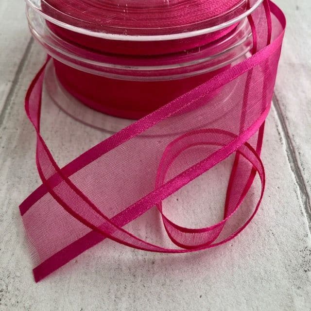 Shocking Pink Satin Edged Chiffon Ribbon