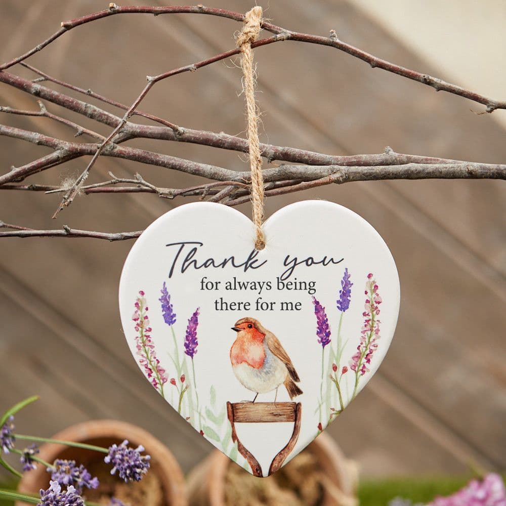 Langs - Ceramic Robin Heart - Thank You