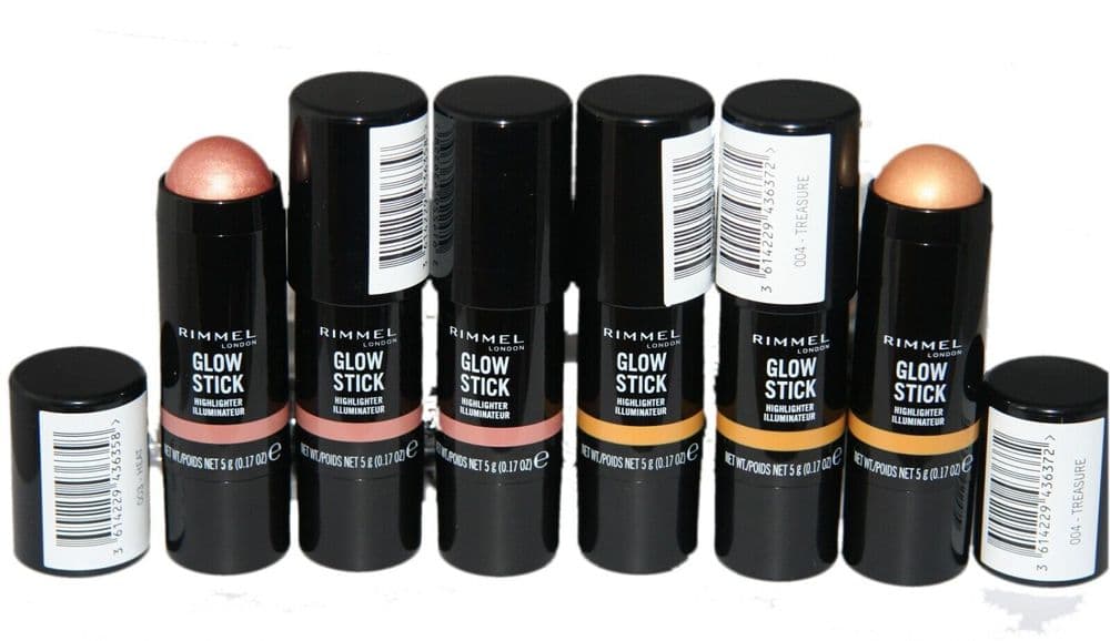 6 x Rimmel Glow Stick Highlighter 2 Shades Heat 003 & Treasure 004 RRP 48