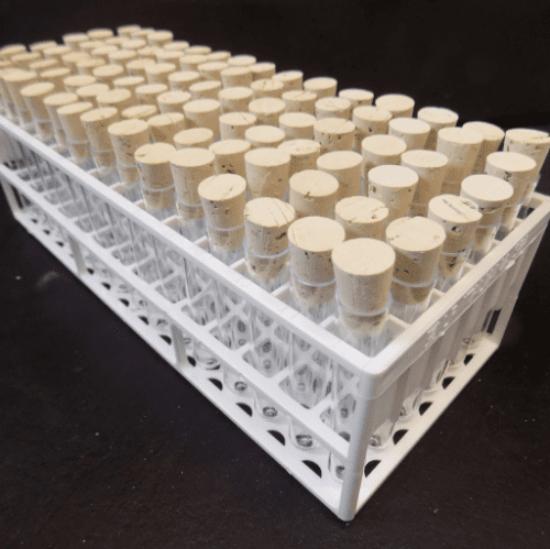 3ML PS Tubes with corks and tray 90 x 13mm x 75mm Test tubes