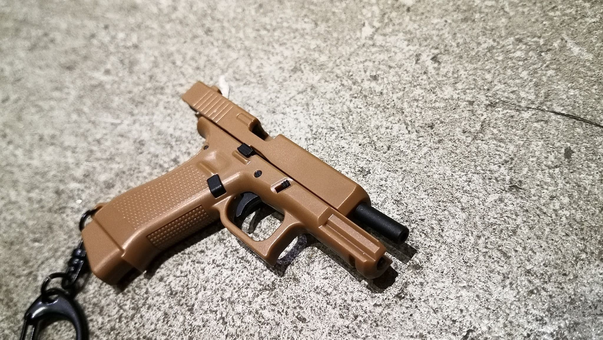 1 3 Miniature 19 tan plastic model keychain