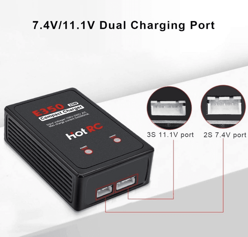 Balance Battery Charger HotRc E350 LiPo UK format plug 2-3S for AEG ...